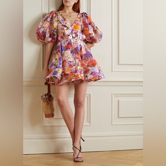 Zimmermann | Dresses | Zimmermann Prima Belted Pleated Floralprint ...